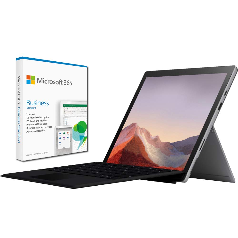 Microsoft QWU-00001 Surface Pro 7 12.3 inch Touch Intel i5-1035G4 8GB/128GB Platinum Bundle 365 Business Standard 1 Year Subscription for 1 User