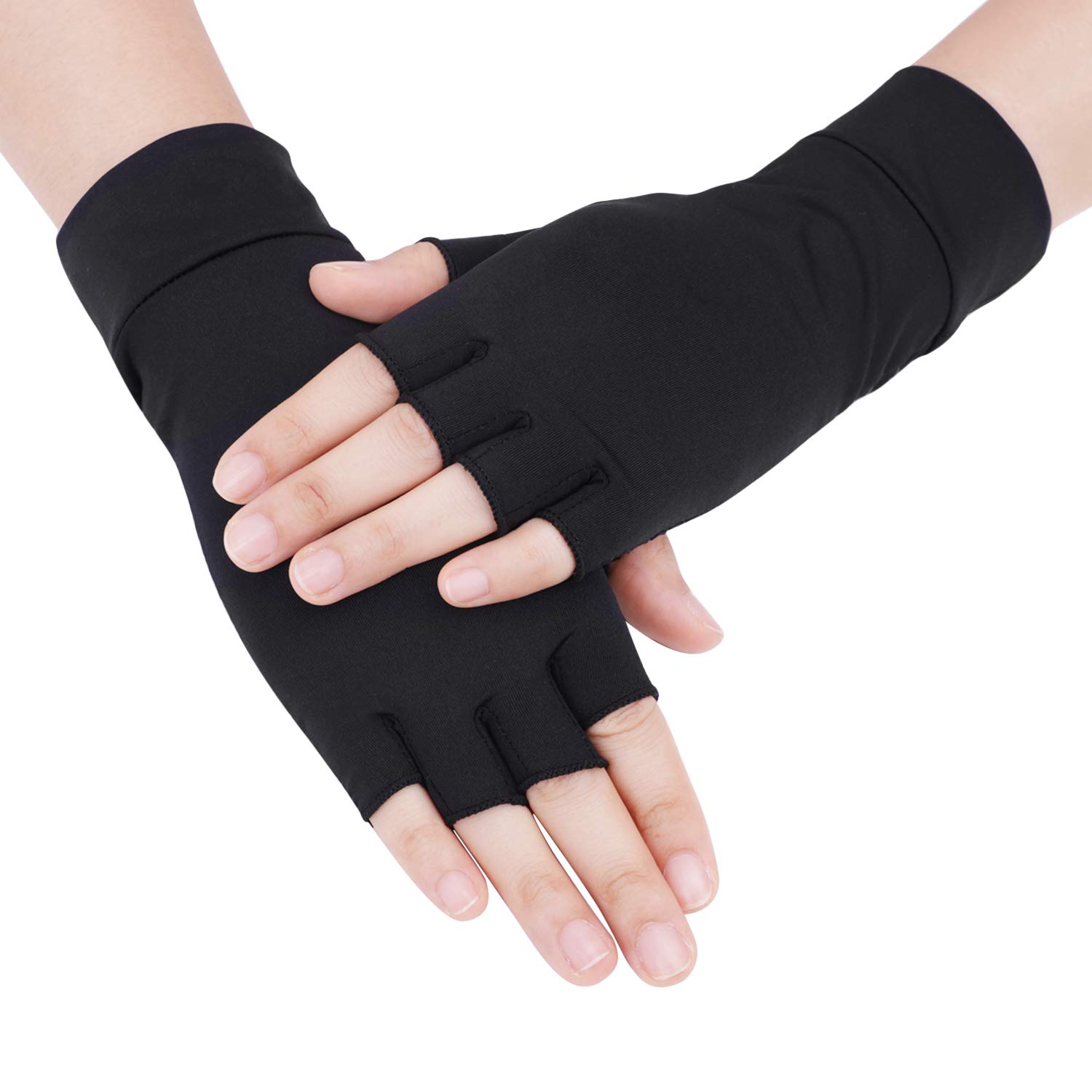 Compression Arthritis Gloves for Typing-Rapid Recovery and Pain Relief, Anti-UV Half Finger Cycling Gloves Breathable Elastic Camping Fishing Driving Outwork Gloves Hands Support