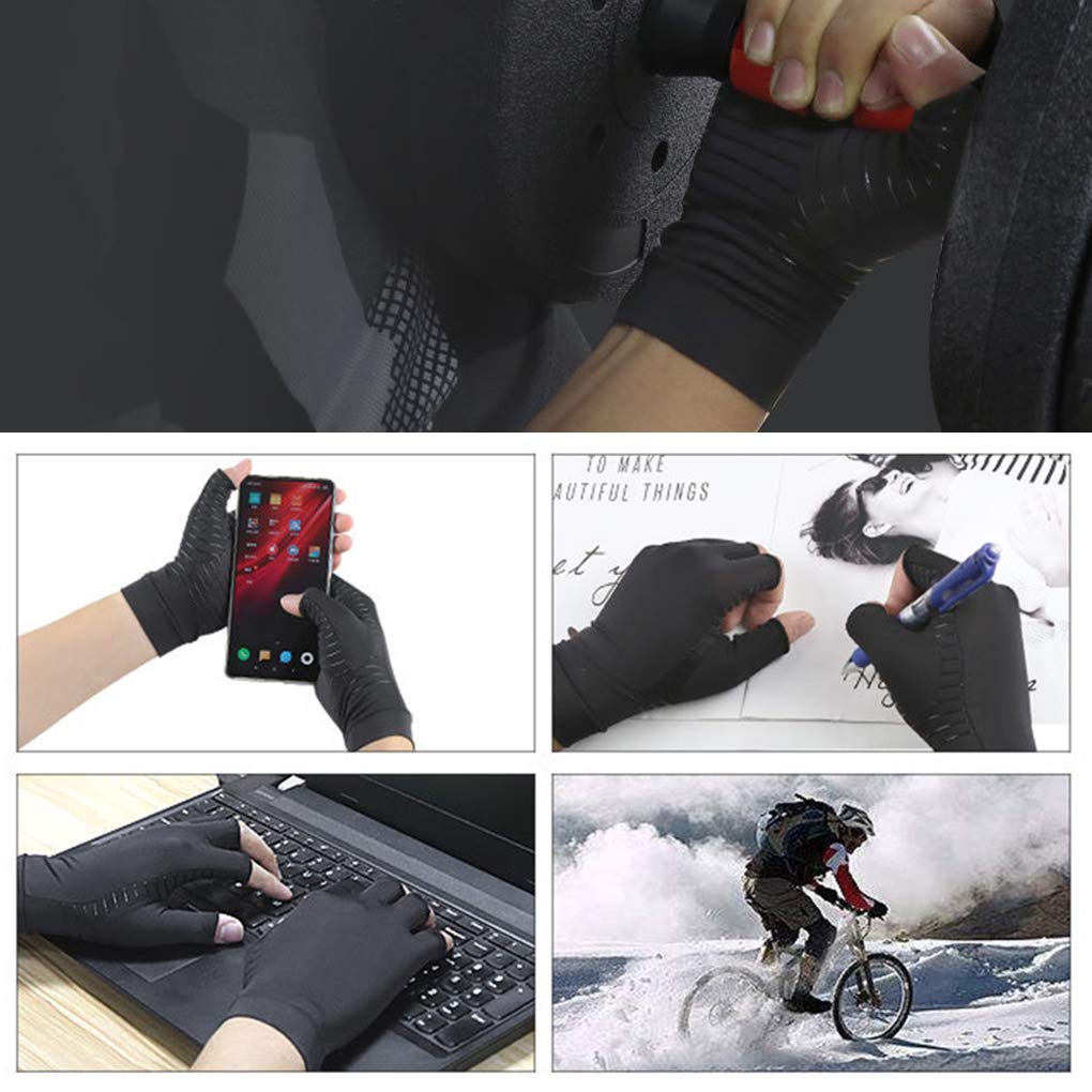 Compression Arthritis Gloves for Typing-Rapid Recovery and Pain Relief, Anti-UV Half Finger Cycling Gloves Breathable Elastic Camping Fishing Driving Outwork Gloves Hands Support