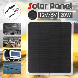 TPSKY Solar Power Charger,Single Crystal Solar Panel,Car Charger,12V 20W Monocrystalline Solar Panel, with SAE Connection Cable Kits,for Car, RV, Boats, Roofs E Kits,for Car, RV, Boats, Roofs