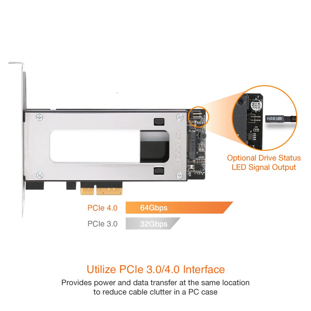 ICY DOCK M.2 NVMe SSD to PCIe 3.0/4.0 x4 Removable SSD Mobile Rack Adapter Card for PCIe Expansion Slot - ToughArmor MB840M2P-B