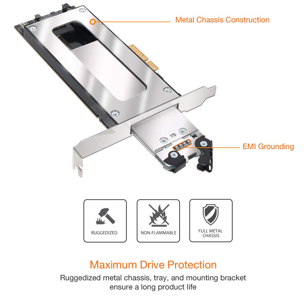 ICY DOCK M.2 NVMe SSD to PCIe 3.0/4.0 x4 Removable SSD Mobile Rack Adapter Card for PCIe Expansion Slot - ToughArmor MB840M2P-B