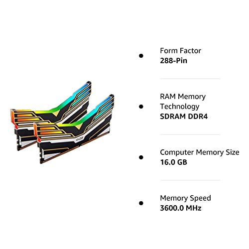 OLOy DDR4 RAM 16GB (2x8GB) Warhawk Aura Sync RGB 3600 MHz CL18 1.35V 288-Pin Desktop Gaming UDIMM (MD4U0836180BE0DA)