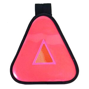 vincita reflective yield symbol with hook and loop strap - high visibility for safety at night - safety reflector for bike rack, stroller, backpack, car rack - bicycle reflective accessories (pink)