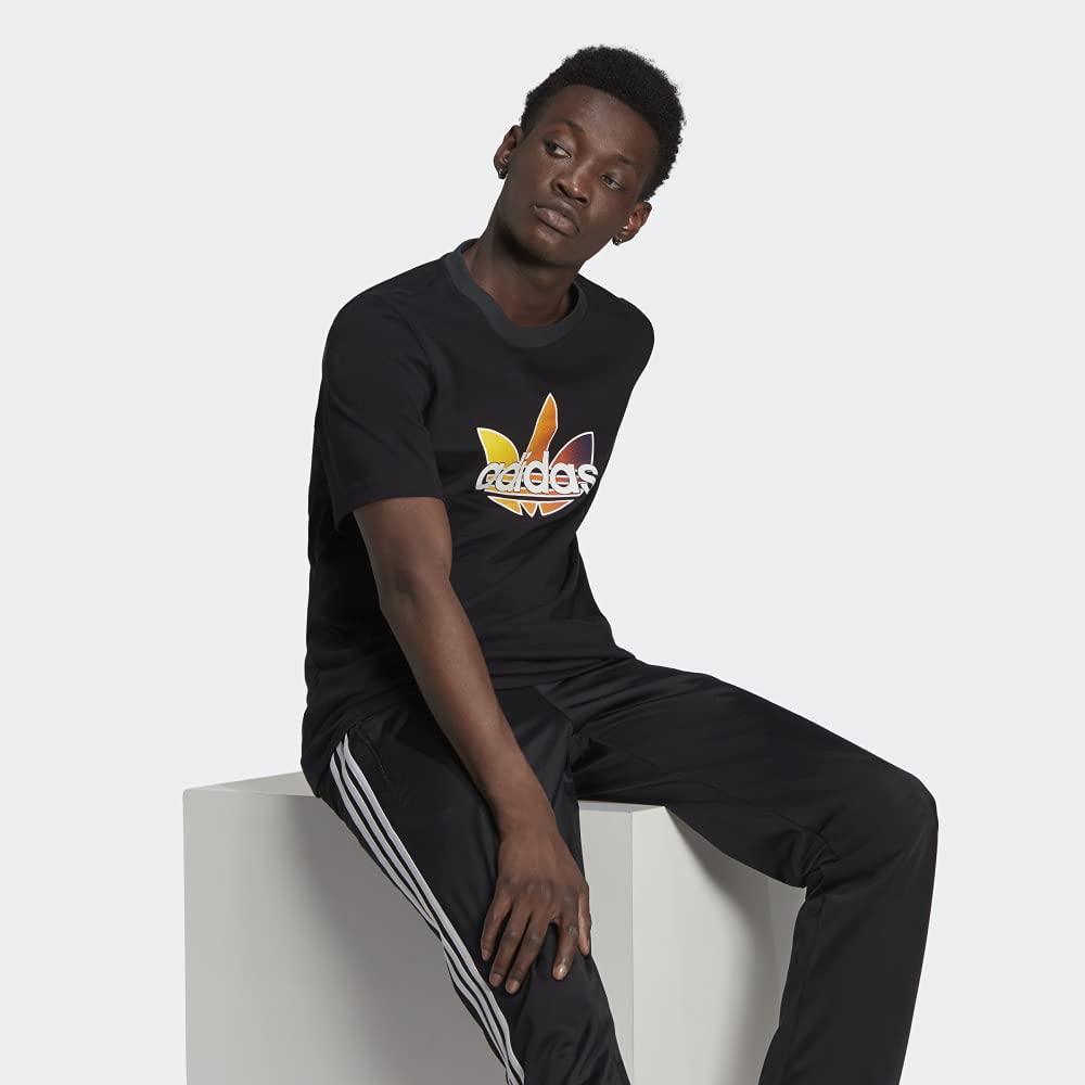 adidas Originals Men's Sport Foundation Graphic T Shirt, Black/Multicolor, Small