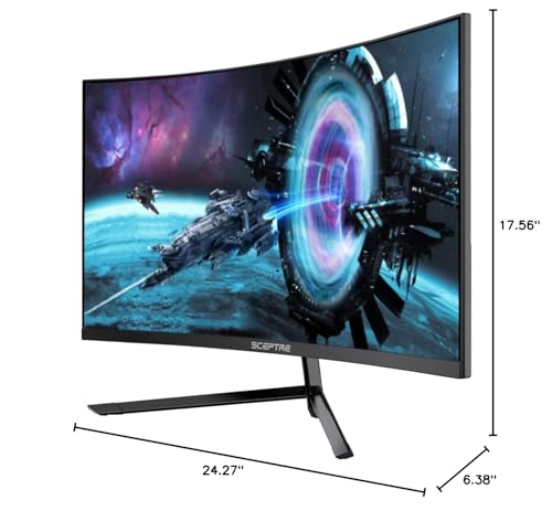 Sceptre Curved 27" FHD 1080p Gaming Monitor up to 165Hz DisplayPort 144Hz HDMI Edge-Less AMD FreeSync Premium, Build-in Speakers Machine Black 2021 (C275B-1858RN)