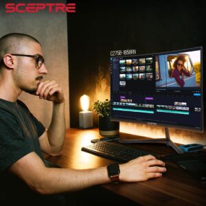 Sceptre Curved 27" FHD 1080p Gaming Monitor up to 165Hz DisplayPort 144Hz HDMI Edge-Less AMD FreeSync Premium, Build-in Speakers Machine Black 2021 (C275B-1858RN)