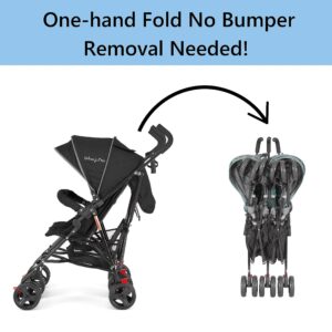 Dream On Me Volgo Twin Umbrella Stroller in Black, Lightweight Double Stroller for Infant & Toddler, Compact Easy Fold, Large Storage Basket, Large and Adjustable Canopy