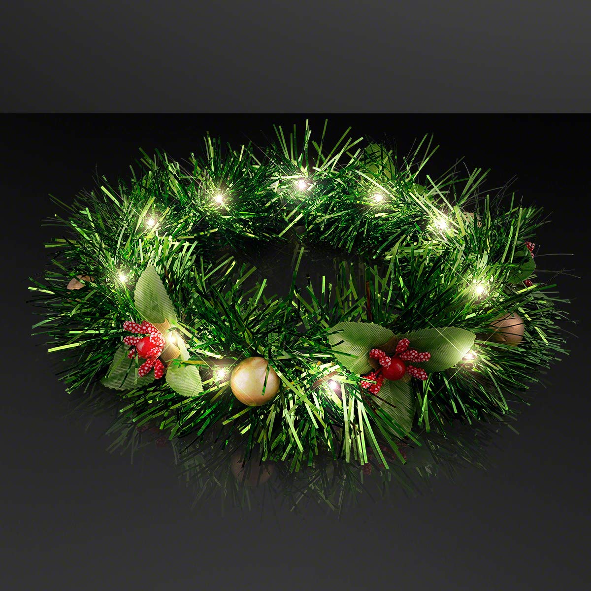 Christmas Crown LED Tinsel Wreath Headband