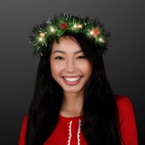 Christmas Crown LED Tinsel Wreath Headband