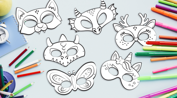 Printable Color Your Own Magical Creatures Mask kit