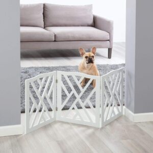 Adjustable 3 Section Indoor/Outdoor Wood Lattice Criss Cross Pet Gate