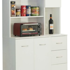 Basicwise Kitchen Pantry Storage Cabinet with Doors and Shelves, White