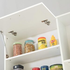 Basicwise Kitchen Pantry Storage Cabinet with Doors and Shelves, White