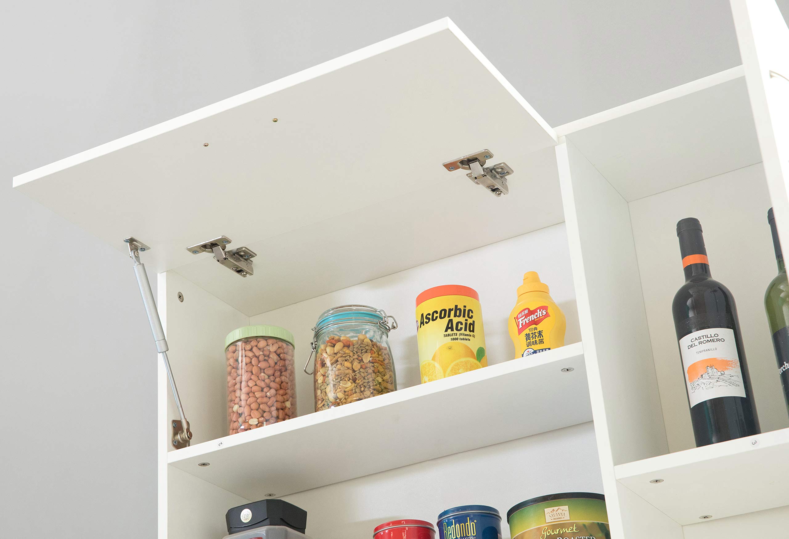 Basicwise Kitchen Pantry Storage Cabinet with Doors and Shelves, White