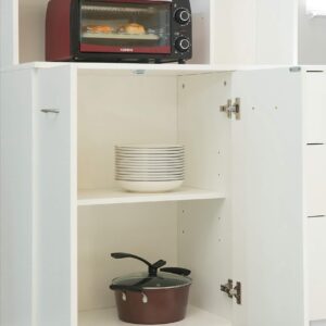 Basicwise Kitchen Pantry Storage Cabinet with Doors and Shelves, White