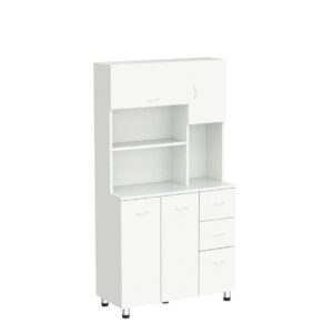 Basicwise Kitchen Pantry Storage Cabinet with Doors and Shelves, White