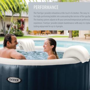 Intex 28431E PureSpa Plus 85in x 25in Outdoor Portable Inflatable 6 Person Round Hot Tub Spa with 170 Bubble Jets, Cover, Built in Heater Pump, and 2 Non-Slip Seats, Navy