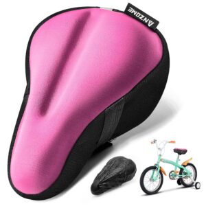 anzome kids bike seat cushion cover, 9"x6" memory foam child bike seat cover extra soft small bicycle saddle pad, kids bicycle seat cover with water&dust resistant cover