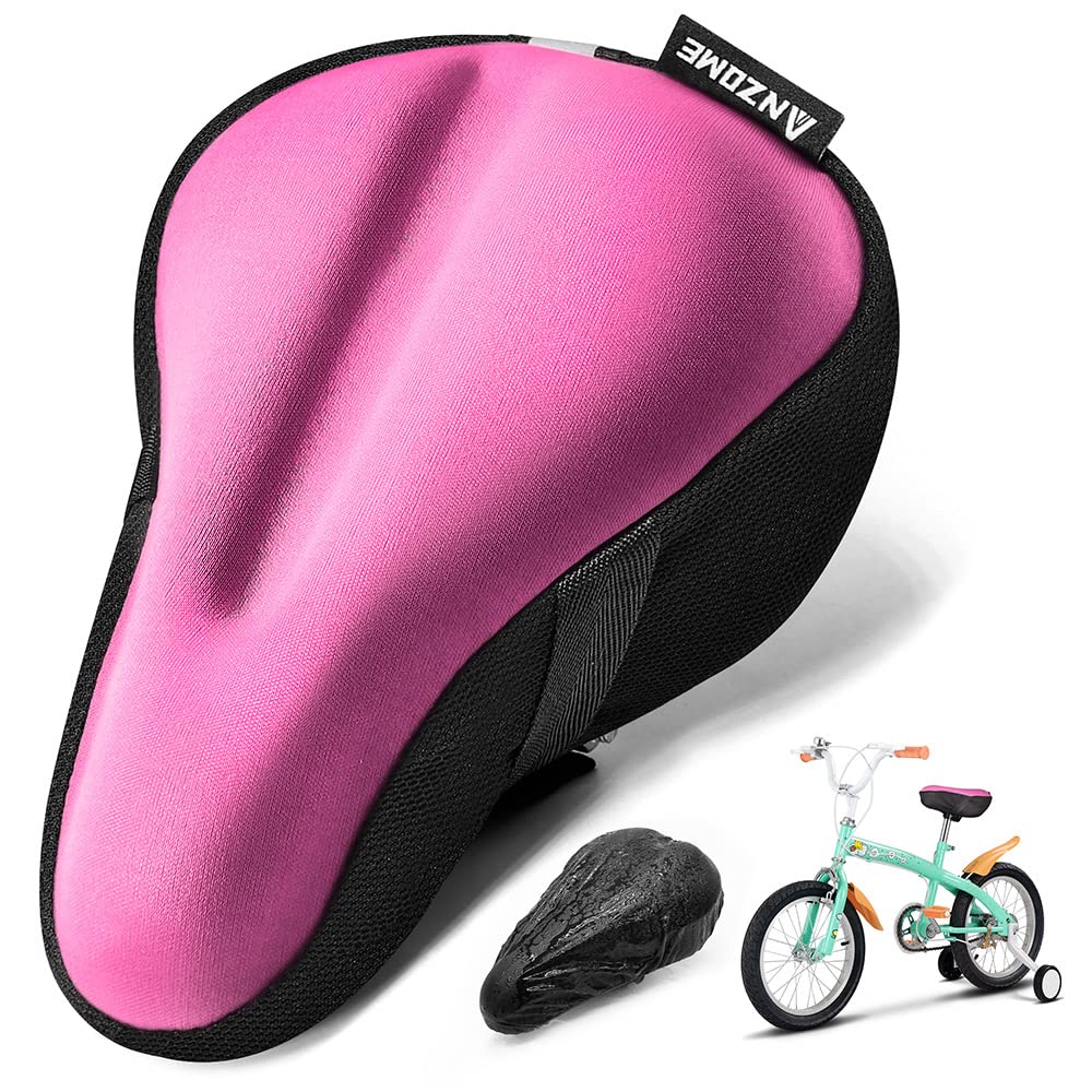 ANZOME Kids Bike Seat Cushion Cover, 9"x6" Memory Foam Child Bike Seat Cover Extra Soft Small Bicycle Saddle Pad, Kids Bicycle Seat Cover with Water&Dust Resistant Cover