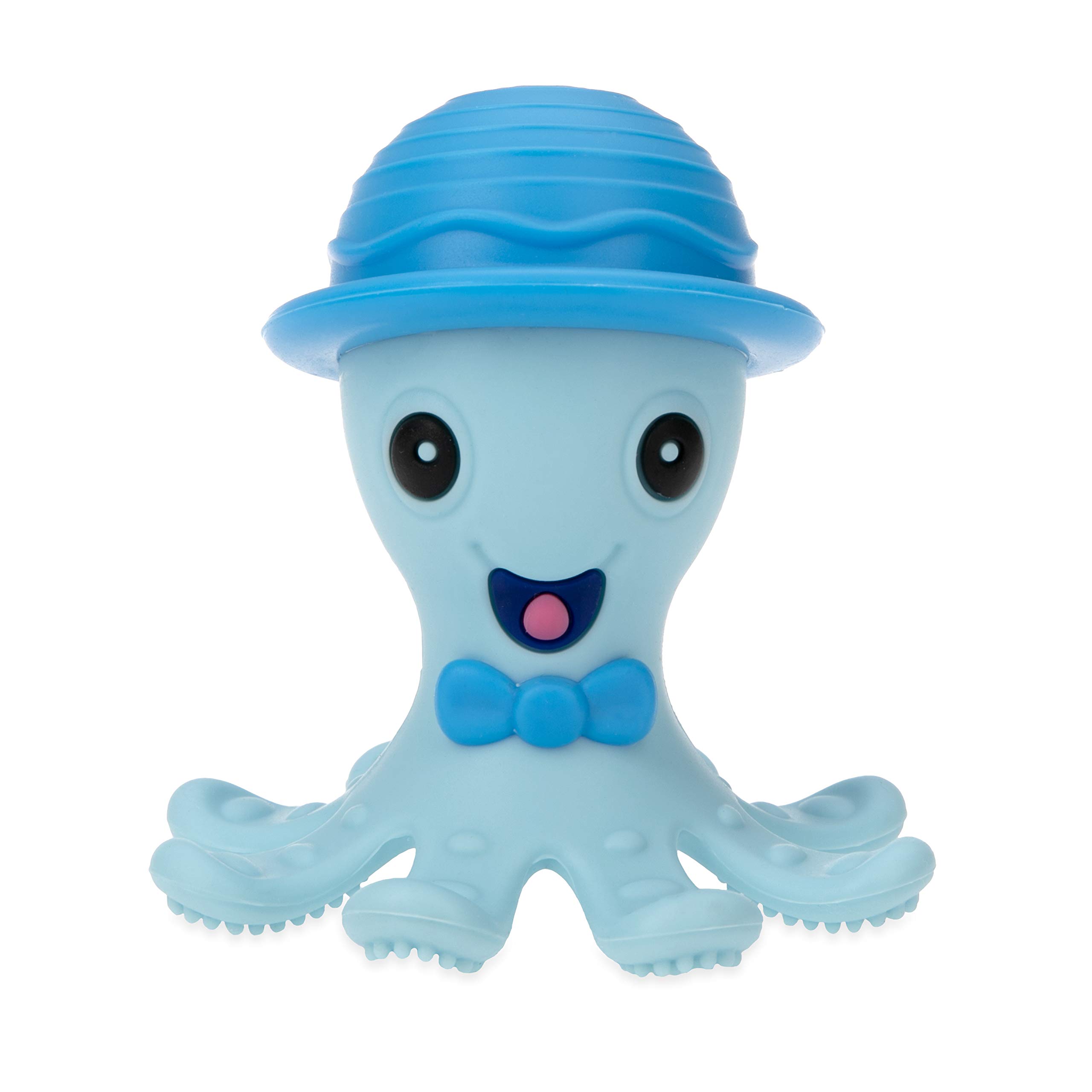 Nuby Silly Silicone Octopus Teethe with Soothing Massaging Bristles For Sore Gums, Yellow/Blue