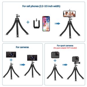 Phone Tripod, Flexible iPhone Tripod and Portable Adjustable Tripod with Wireless Remote and Universal Clip Mount Camera Tripod, Travel Tripod,Tabletop Tripod for iPhone/Android Grey