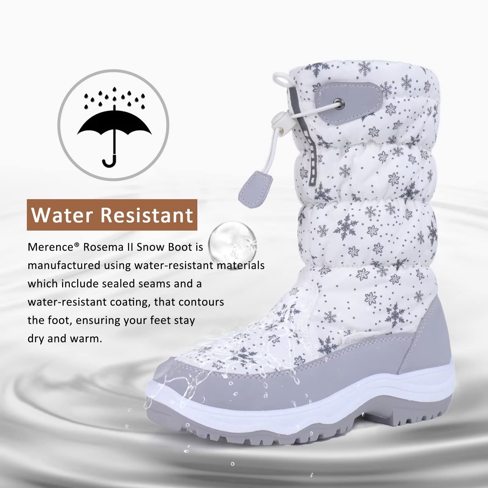 CIOR Women's Snow Boots Winter II Water-Resistant Fur Lined Frosty Warm Anti-Slip Boot U120WMX002-New.White-40