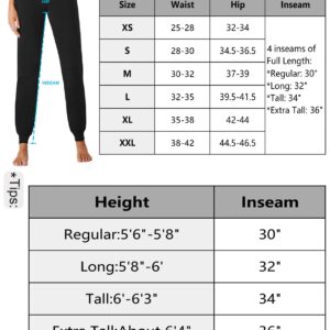 SEVEGO Lightweight Women's 34" Tall Inseam Cotton Soft Jogger with Zipper Pockets Cargo Pants Black Medium