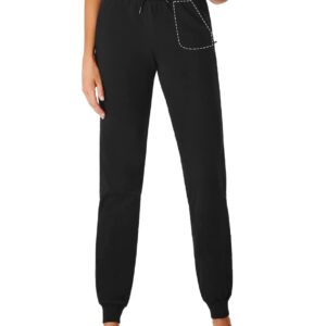 SEVEGO Lightweight Women's 34" Tall Inseam Cotton Soft Jogger with Zipper Pockets Cargo Pants Black Medium