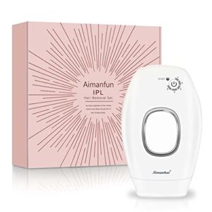 [fda cleared] ipl hair removal aimanfun at-home laser hair removal for women & men painless permanent hair remover device for body face corded,white,2 years warranty