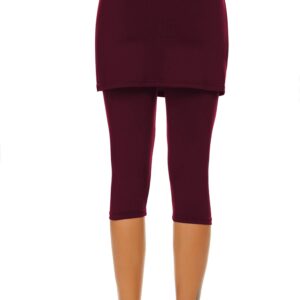 Ekouaer Capri Skirt Active Tight Pants Performance Cycling Skirted Leggings Shorts Skirt Pants Wine Red