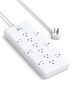 anker power strip surge protector (2 × 4000 joules), powerextend strip 12 outlets with flat plug, 1875w output, 6ft extension cord, dual surge protection for office, home