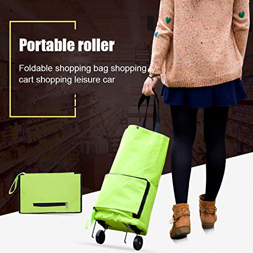 Ablita Folding Shopping Bag with Wheels Portable Wheeled Bag High Capacity Supermarket Folding Shopping Bag Trolley Cart Handle Bag Collapsible Trolley Bags