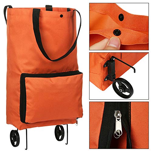 Ablita Folding Shopping Bag with Wheels Portable Wheeled Bag High Capacity Supermarket Folding Shopping Bag Trolley Cart Handle Bag Collapsible Trolley Bags