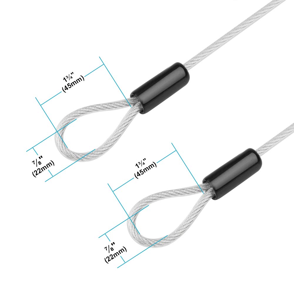 2½ ft Security Cable Luggage Lock Safety Cable Wire with Double Looped Ends, 5mm Iron Galvanized PVC Coated Braided Security Cable Breaking Force 220 lb (4 Pack)