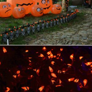 Twinkle Star 50 LED C6 Halloween String Lights, 17ft Battery Operated Fairy Lights with 8 Lighting Modes, Indoor Outdoor Black Wire Lights for Patio Garden Party Wedding Christmas Decoration, Orange