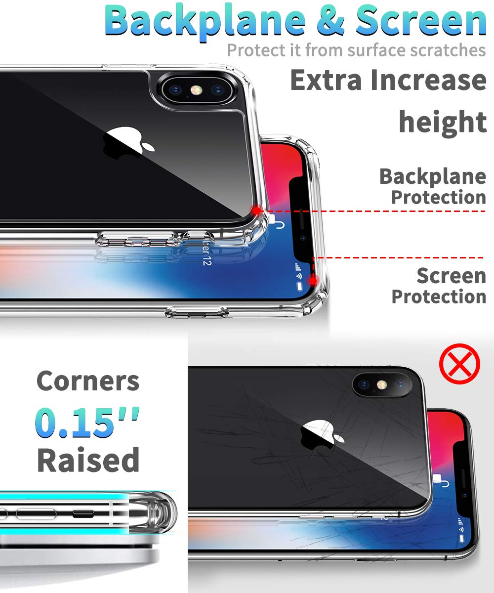 AEDILYS iPhone Xs Max Case,[Airbag Series] with [2 x Tempered Glass Screen Protector] [Military Grade]|15Ft. Drop Tested [Scratch-Resistant]|Wireless Charging | for Apple iPhone Xs Max 5.5 Inc- Clear