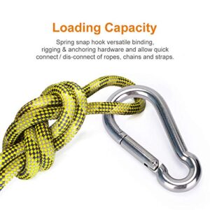 6PCS Spring Snap Hooks Carabiner- 304 Premium Stainless Steel Heavy Duty Carabiner Clips Assorted Sizes (2, 2.36, 3.15 inch) for Camping, Fishing, Hiking, Traveling, Backpack, Keychain; Silver