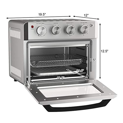 COSTWAY Toaster Oven Countertop, 7-in-1 Convection Oven with Air Fry, Bake, Broil, Toast, Dehydrate, Pizza, Warm Function, 1550W Air Fryer Toaster Oven with Timer, Temperature Control, 5 Accessories