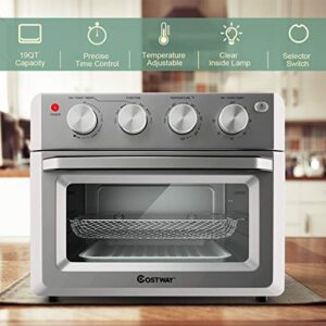 COSTWAY Toaster Oven Countertop, 7-in-1 Convection Oven with Air Fry, Bake, Broil, Toast, Dehydrate, Pizza, Warm Function, 1550W Air Fryer Toaster Oven with Timer, Temperature Control, 5 Accessories