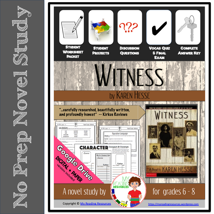 Novel Study: Witness by Karen Hesse (Print + DIGITAL)