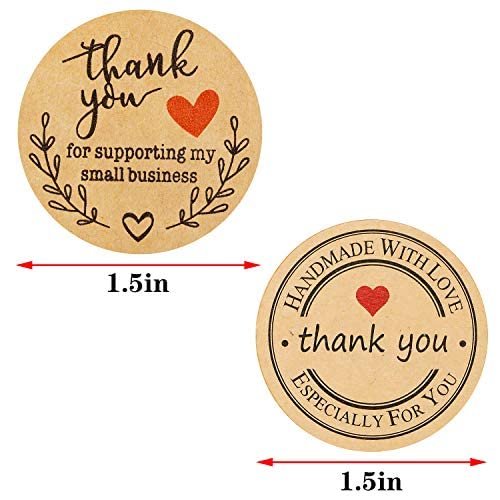 Thank You Stickers Roll, 512 Pcs 1.5" Thank You for Supporting My Small Business Stickers Labels, Round Kraft Strong Adhesive Sticker for Christmas Party Cards Envelope Seals Sticker Decorations