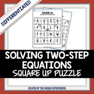 solving two-step equations differentiated puzzle activity