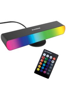 xtreme multi-color horizontal/vertical led light bar with multi-position base, 16 colors, 7 modes, unique effects, sound-reactive, connects to any 5-volt usb power source, remote control included