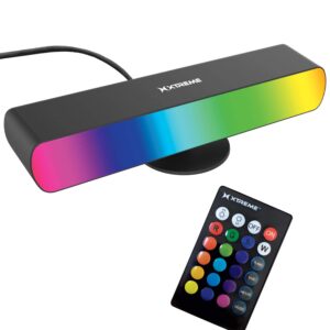 Xtreme Multi-Color Horizontal/Vertical LED Light Bar with Multi-Position Base, 16 Colors, 7 Modes, Unique Effects, Sound-Reactive, Connects to Any 5-Volt USB Power Source, Remote Control Included