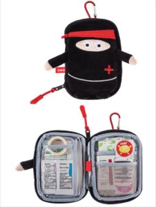 owie ninja small mini compact first aid kit for parents on the go and hanging in a diaper bag, travel, purse or use it at home or outdoor