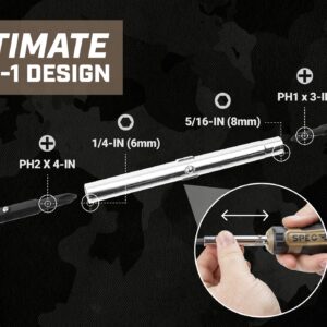 Spec Ops Tools Multi-Bit Screwdriver, 6-in-1, Magnetized Double-Sided Bits, Cr-Mo Steel Shaft, 3% Donated to Veterans