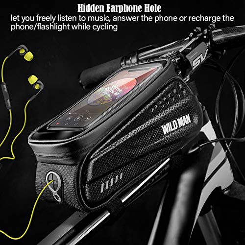 WILD MAN Bike Bag, Bike Accessories, Bike Phone Holder Bike Phone Mount, Waterproof Bike Phone Bag, Mountain Bike Accessoriess for Adult Bikes with 3D Hard EVA,Phones Under 6.5" (ES3)