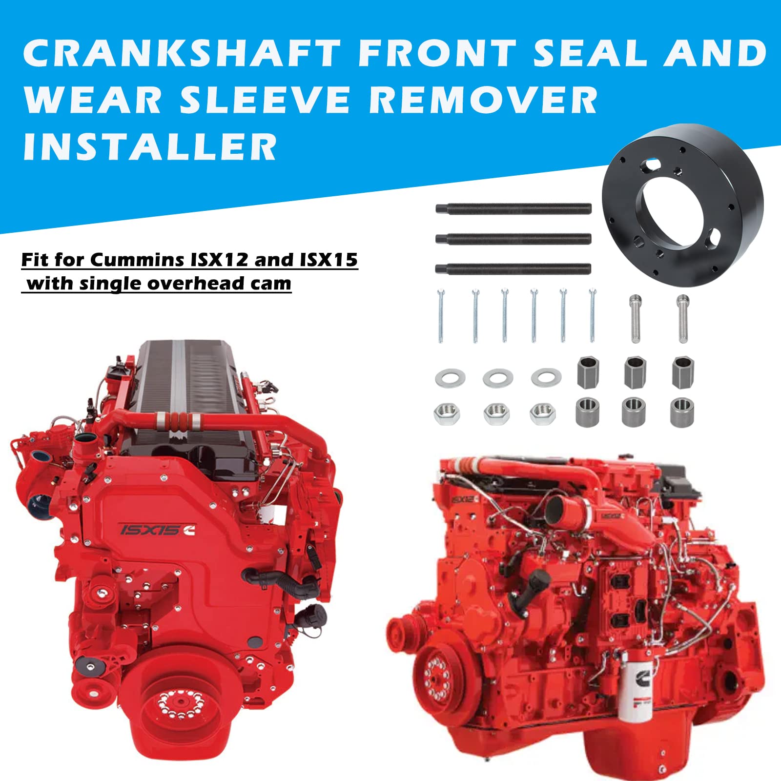 4918991 Crankshaft Front Seal & Wear Sleeve Remover Installer for Cummins ISX15 ISX12