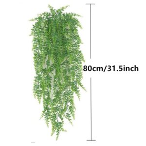 YYaaloa Fake Plants Artificial Hanging Plants 2-Pack 31.5Inch Boston Fern Fake Leaves Greeny Chain Wall Home Room Garden Wedding Garland Outside Decoration Patio Decor (2-Pack Boston Fern)